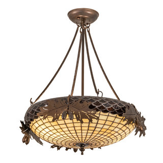 19 Wide Oak Leaf & Acorn Semi-Flushmount - Rustic - Flush-mount Ceiling ...