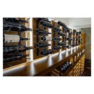 Wall Mounted Custom Wooden Panel and Metal Peg Racking - Moderne - Cave ...