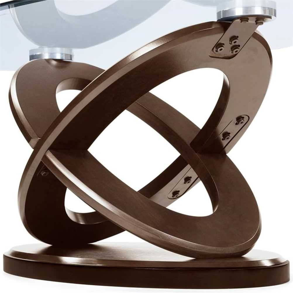 Bowery Hill End Table Coffee Accent Table Round in Glass Top and Wood - Walnut - Transitional ...