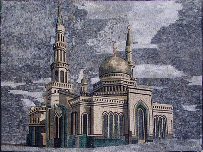 Islamic Art Iconography Mosaic, 83" x 63" - Traditional - Tile Murals ...