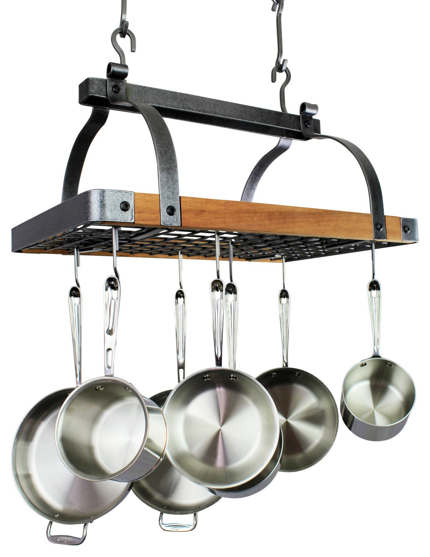 Signature Rectangle Ceiling Rack With Tigerwood - Transitional - Pot ...