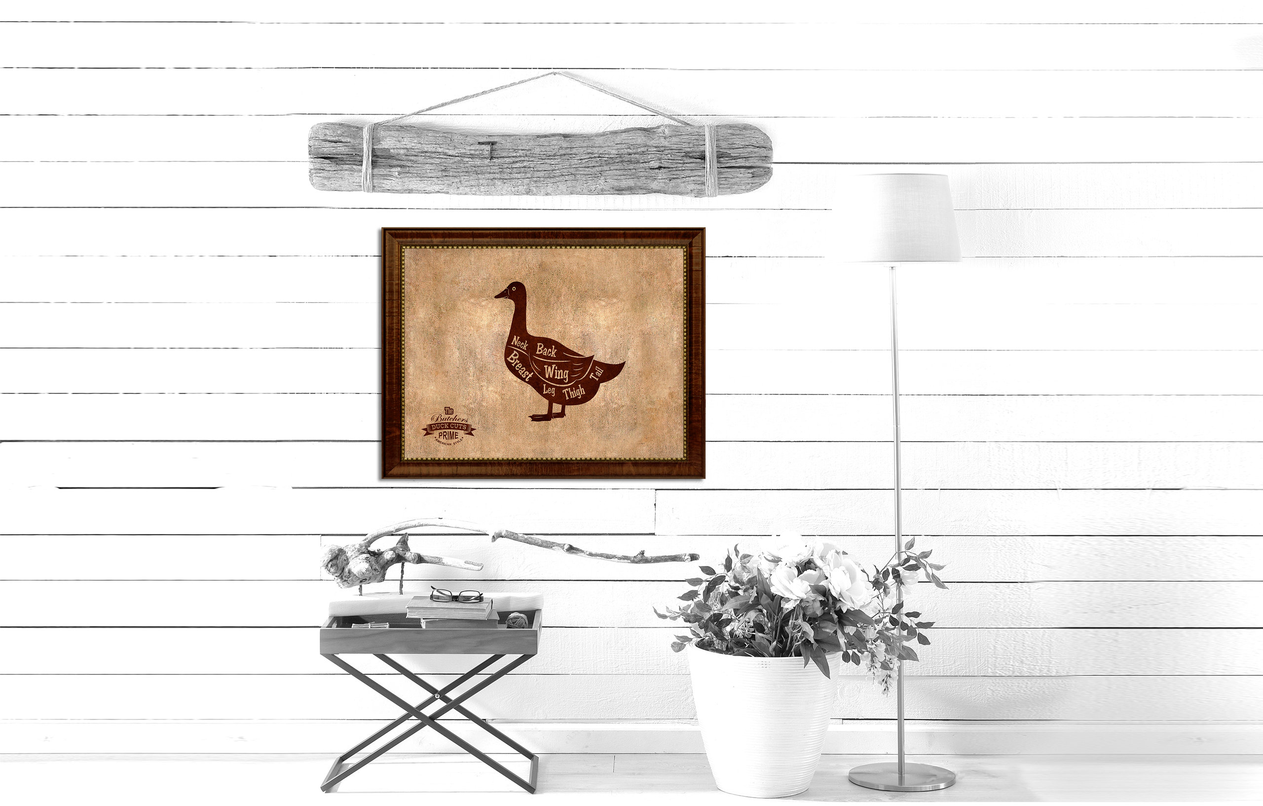 Duck Meat Cuts Butchers Chart Print on Canvas with Picture Frame, 30 ...