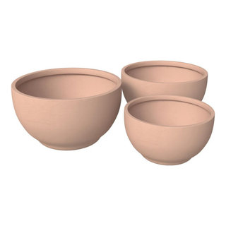 Grove Series Poly Stone Planter Set in Terracotta - Contemporary ...
