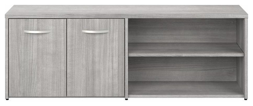 Hybrid Low Storage Cabinet with Doors in Platinum Gray - Engineered ...