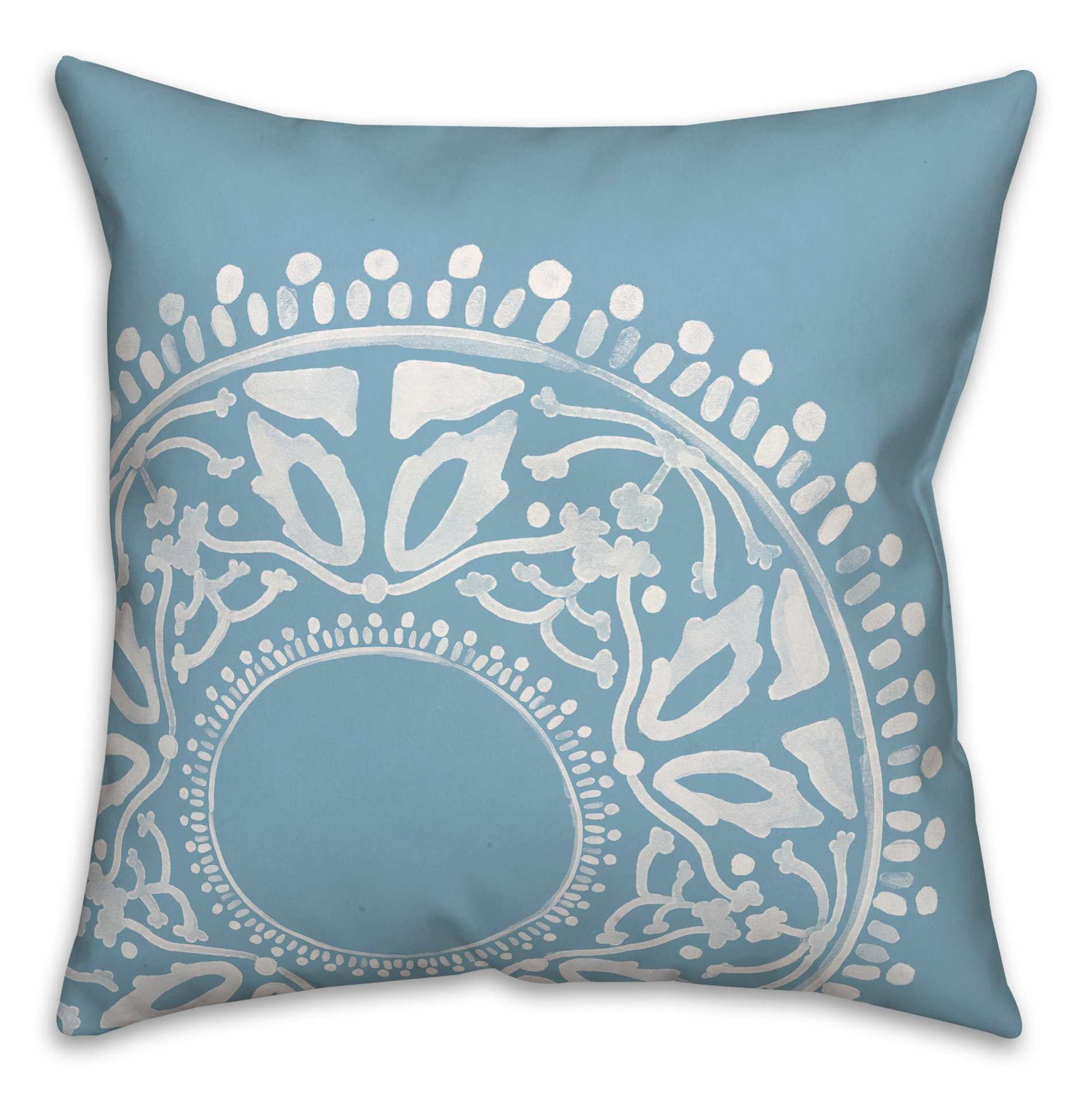 Blue Boho Circle 20x20 Indoor/Outdoor Pillow, 20x20 - Contemporary ...