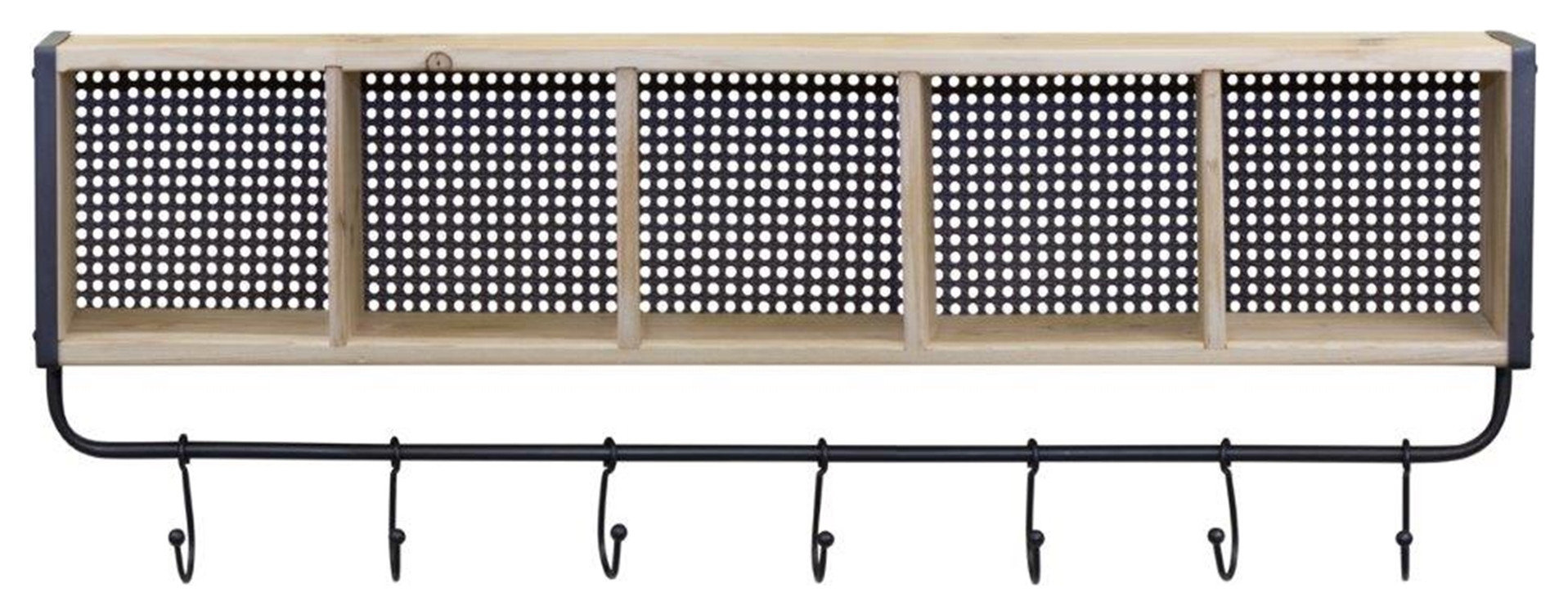 Wall Cubby With Hooks 32"Lx11.25"H Wood/Metal - Industrial - Display ...