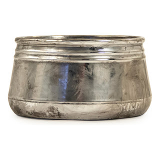 Distressed Metallic Wide Small Vase - Transitional - Decorative Bowls ...