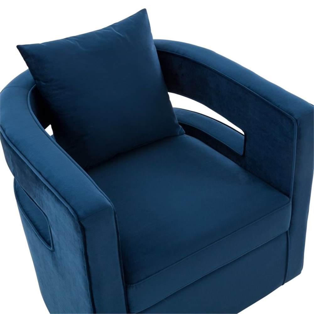 Modrest Wells Modern Velvet Upholstered Swivel Accent Chair in Blue ...