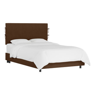 Bern Slipcover Bed With Ties, Linen Chocolate, Twin - Transitional ...