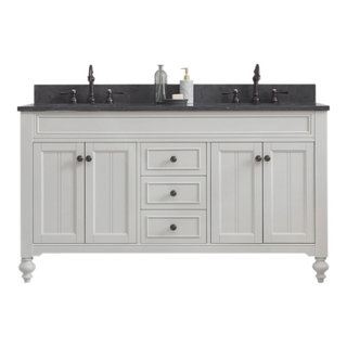 Potenza Ivory Gray Bathroom Vanity, 60" Wide - Traditional - Bathroom ...