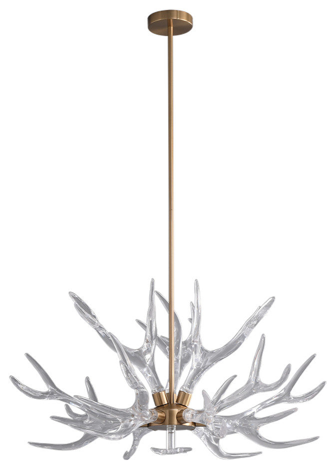 Gold 9-Light Resin Deer Horn Antler Ceiling Chandelier Light ...