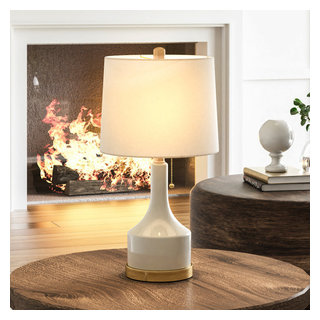 Transitional Table Lamp 11''W x 11''D x 21''H, Cream and Aged Brass ...