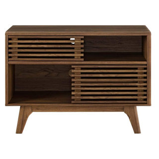 Mid-Century Modern Two-Tier Display Stand in Walnut - Transitional ...