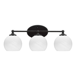 Capri 3-Light Bath Bar, Matte Black/White Marble - Transitional ...
