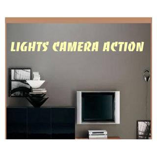 Lights Camera Vinyl Wall Decal mediaroomquotes04, 42 in. - Contemporary ...