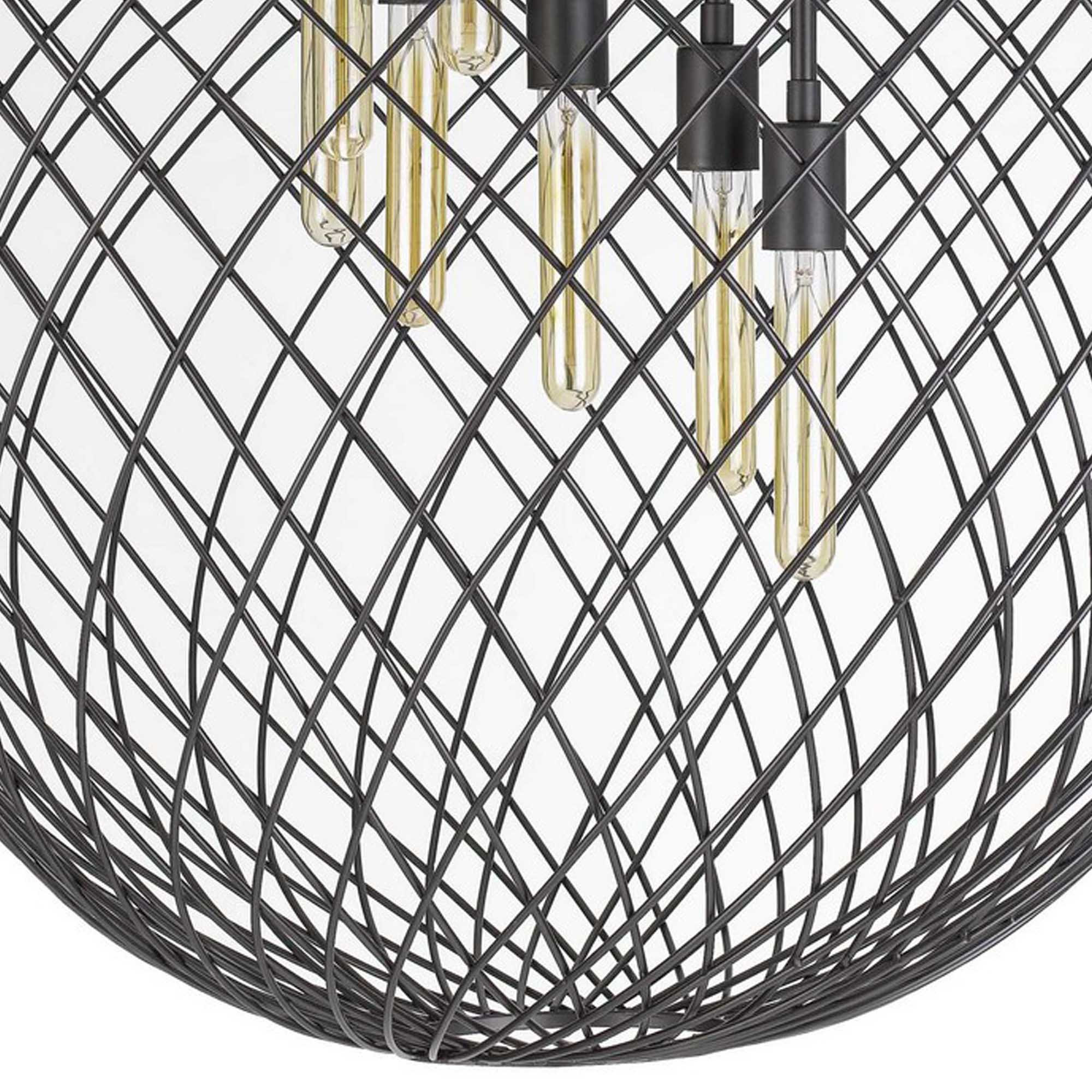 Benzara BM233269 U Shaped Wire Mesh Metal Chandelier With Wooden Rim ...