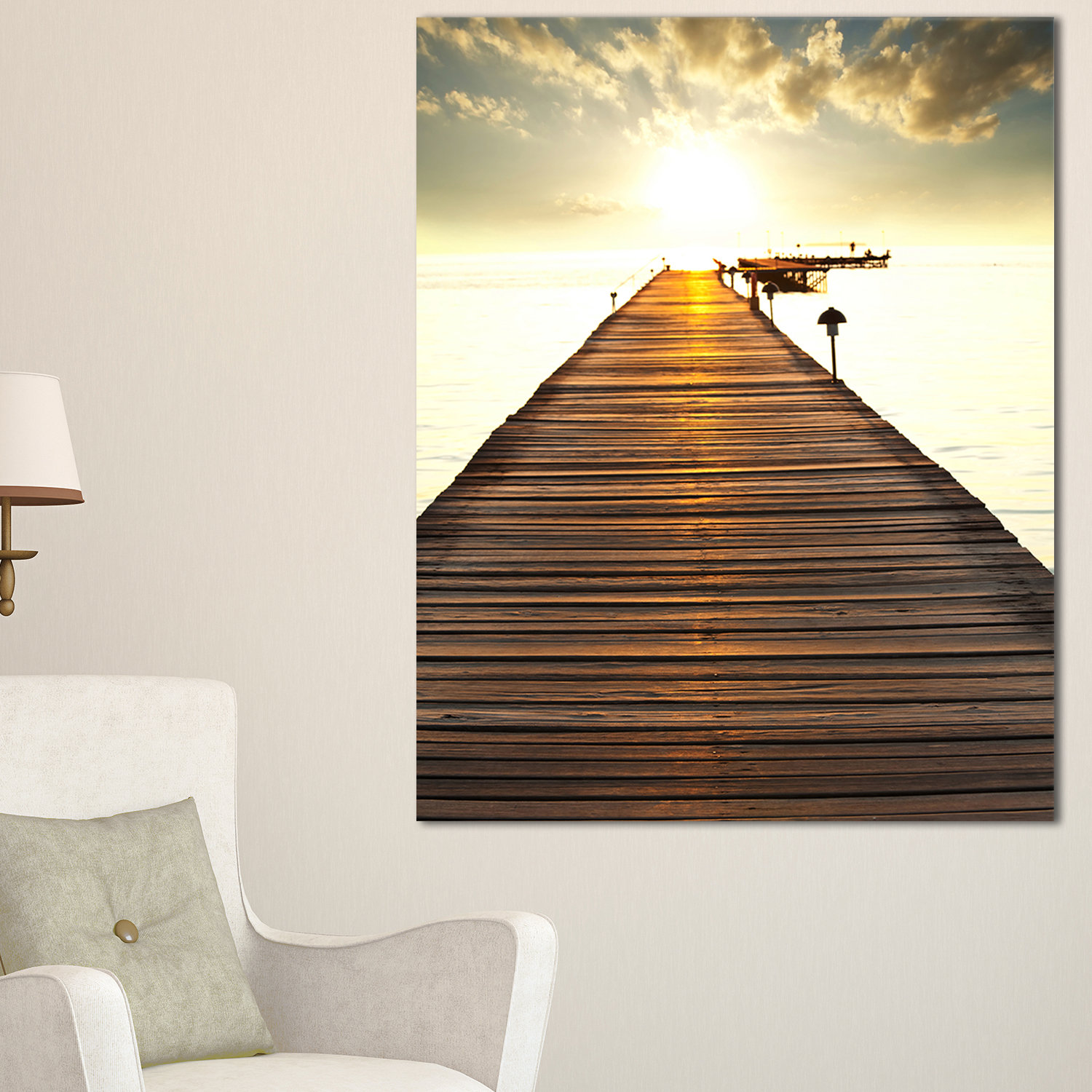 "Large Boardwalk Glowing in Sunlight" Sea Bridge Canvas Art Print, 20 ...