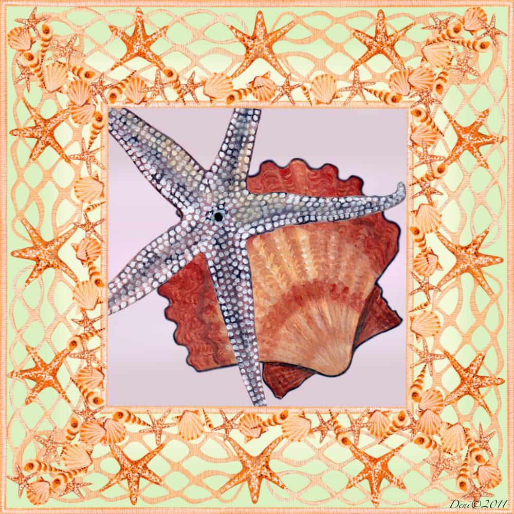 Tile Mural Kitchen Backsplash Seashell Square 3 by Denise Freeman, 6" W ...