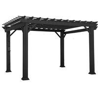 Heavy Duty Steel Pergola with UV Shade Canopy and Built In Power Ports ...
