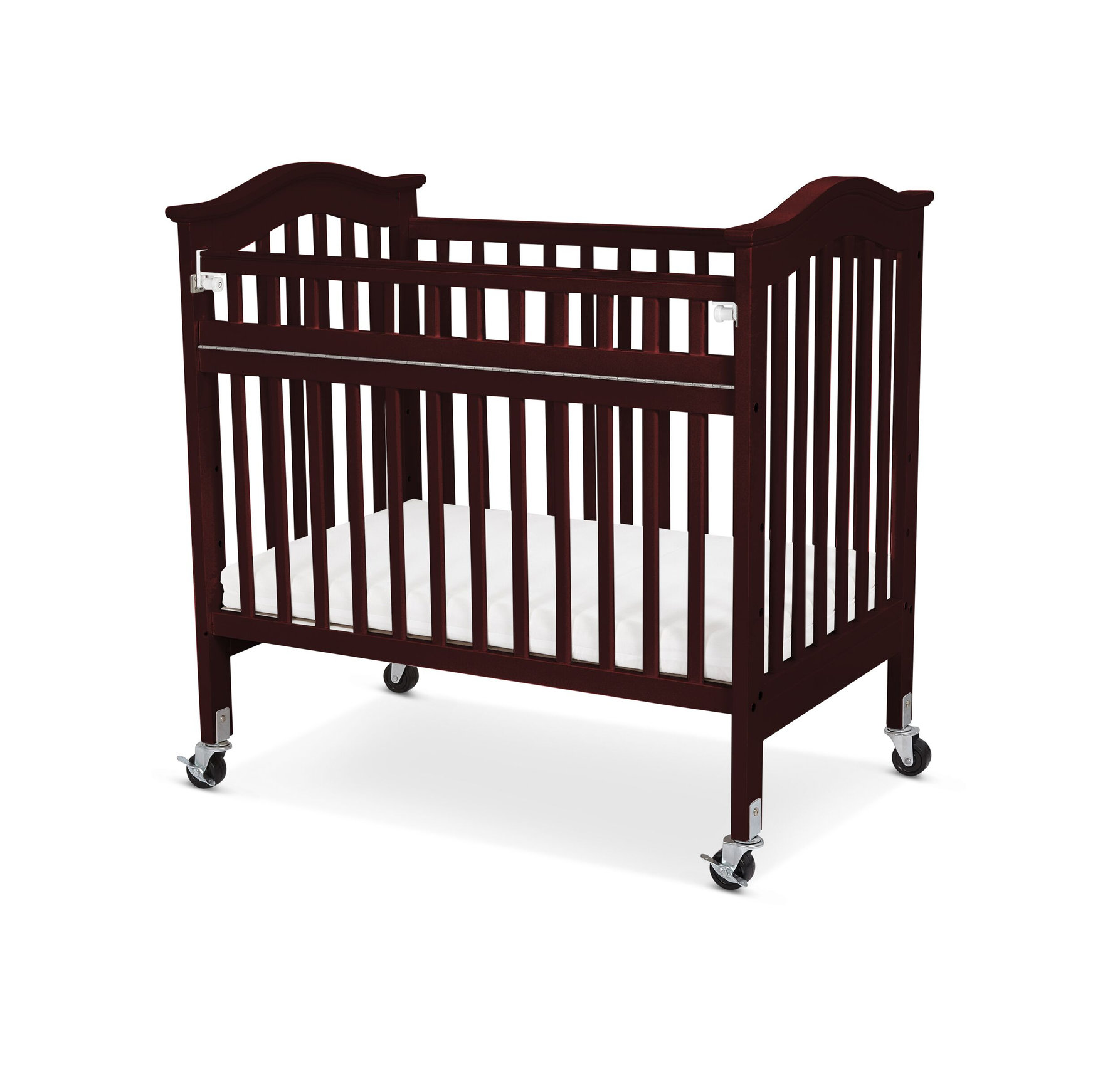 Benzara Slatted Wood and Metal Crib with Casters and Safety Gate ...