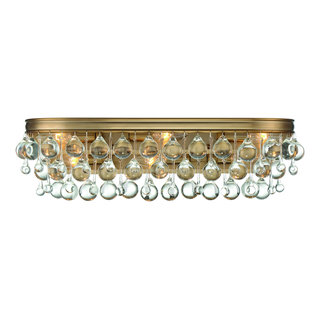 6 Light Vibrant Gold Transitional Bathroom-Vanity Light Draped In Clear ...