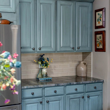 75 French Country Kitchen with Blue Cabinets Ideas You'll Love ...