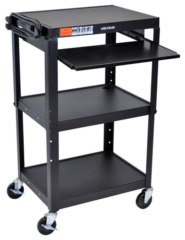 Adjustable-Height Steel Utility Cart with Pullout Keyboard Tray ...