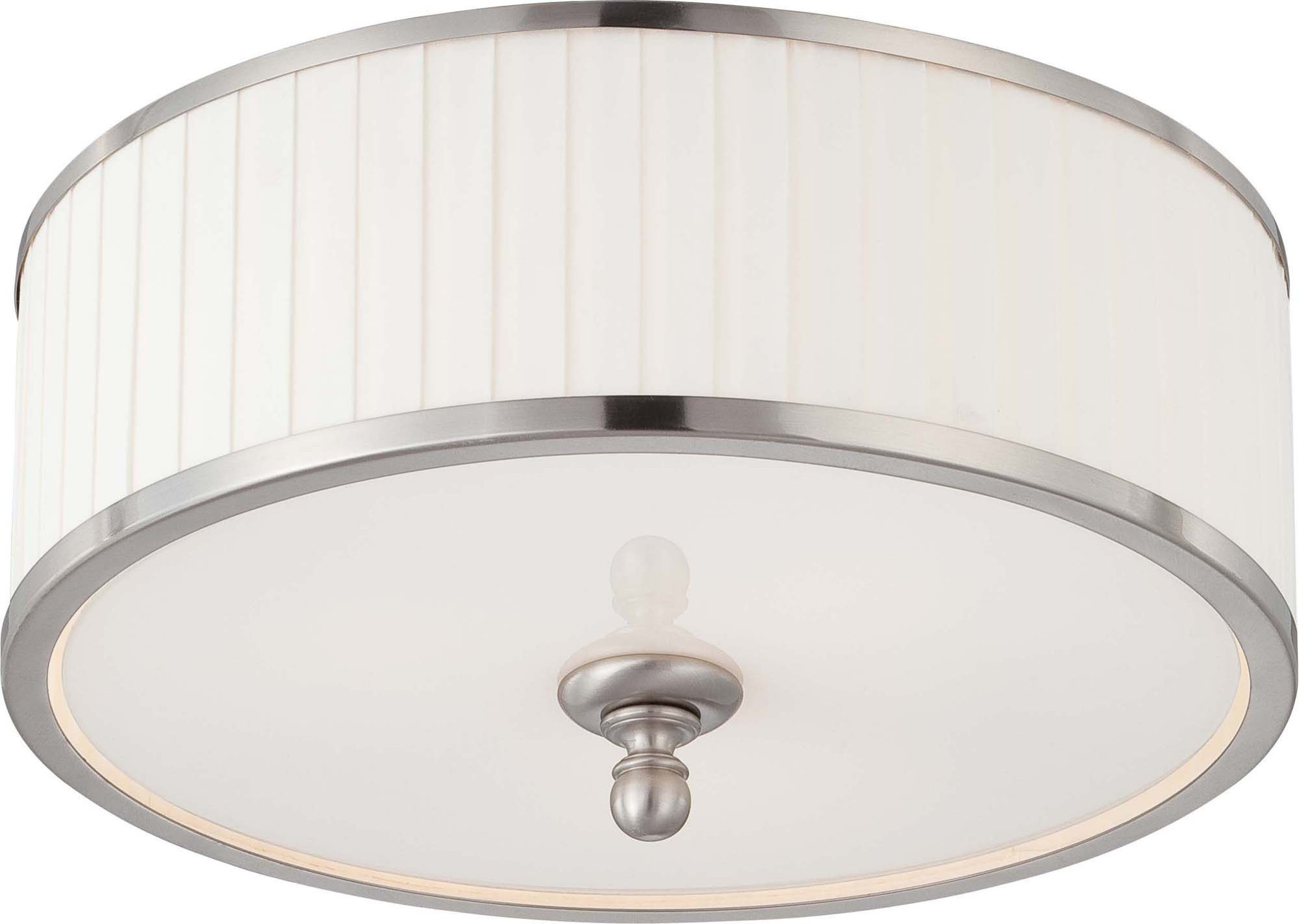 Nuvo Candice - 3 Light Flush Dome Fixture W/ Pleated White Shade ...