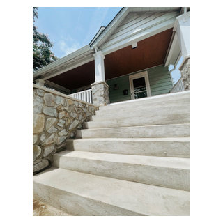 New Front Porch, Stones, Railing and New Stairs - Modern - Exterior ...