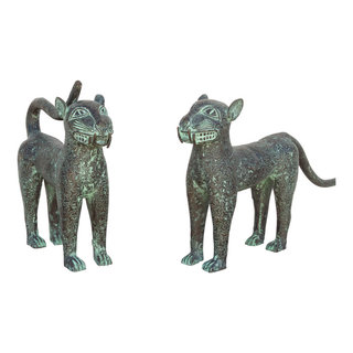 Pair of African Verdigris Bronze Leopards - Eclectic - Decorative ...