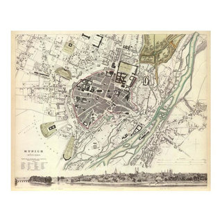 "Munich, Germany, 1832" Paper Art, 18"x15", 24"x20" - Contemporary ...