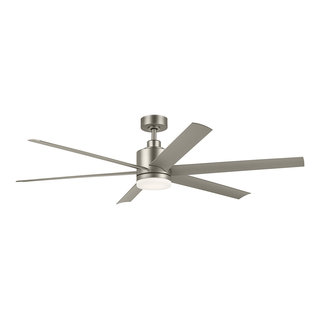 65" Ceiling Fan With Satin Etch Glass, Brushed Nickel With Silver ...