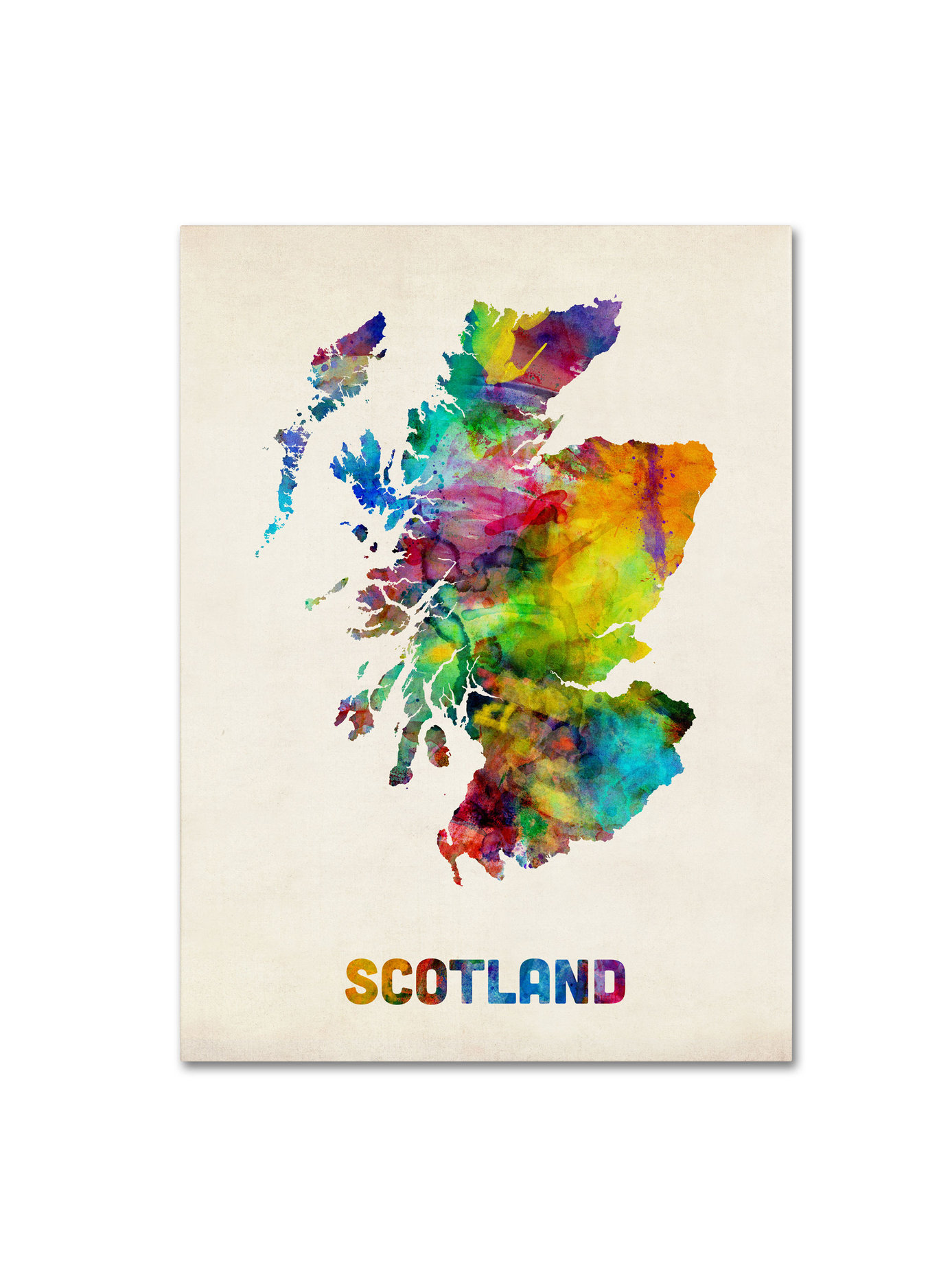 'Scotland Watercolor Map' Canvas Art by Michael Tompsett, 35" x 47 ...