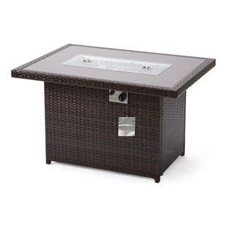 Mace Wicker Patio Modern Propane Fire Pit Table - Modern - Fire Pits ...