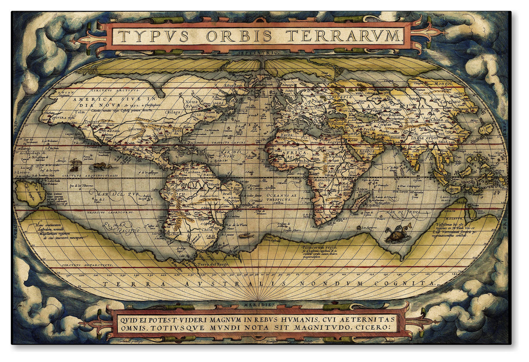 Vintage Lavoie 'Cosmos Ortelius World Map 157 ' Canvas Art, 16"x24 ...