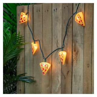 10-Count Pepperoni Pizza Patio Light Set 5.75ft Green Wire - Modern ...