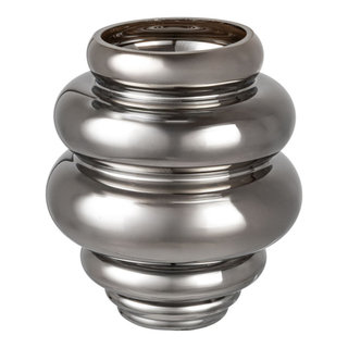 Ribbed Glass Vase, Chrome Finish, Brown - Contemporary - Vases - by ...