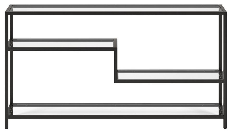 Mathis 55 Wide Rectangular Console Table with Glass Top in Blackened ...