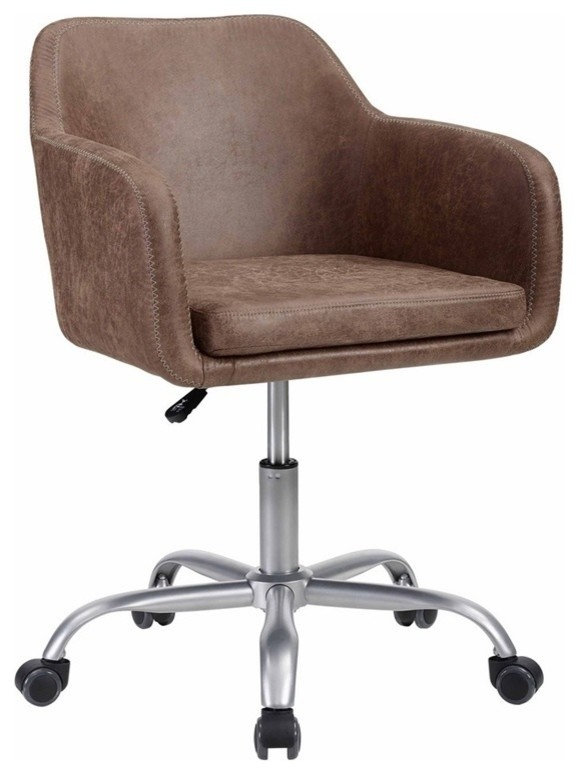 Linon Colton Adjustable Upholstered Office Chair with Wheels in Natural ...