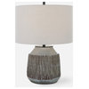 Rustic Rough Texture Blue Gray Crackle Ceramic Table Lamp 22 in ...