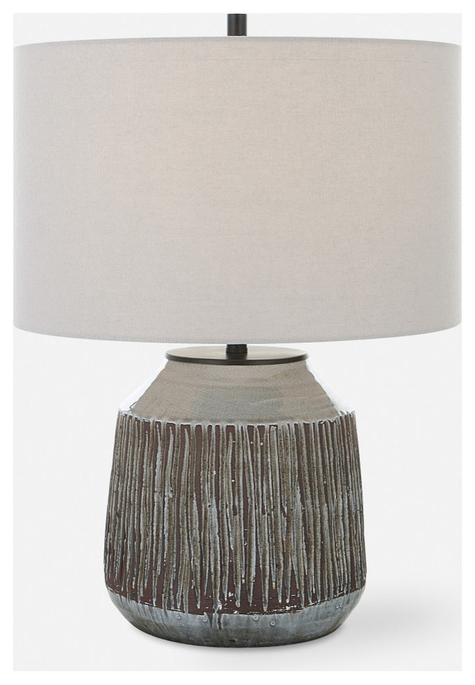 Rustic Rough Texture Blue Gray Crackle Ceramic Table Lamp 22 in ...