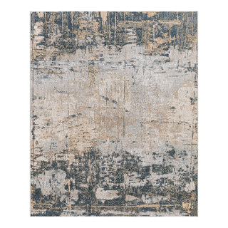 Haleena Draper Indigo Polyester Blend Area Rug, 7'6"x9'6 ...