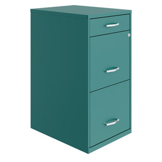 Pemberly Row 3 Drawers Vertical Turquoise Metal Filing Cabinet Pre ...