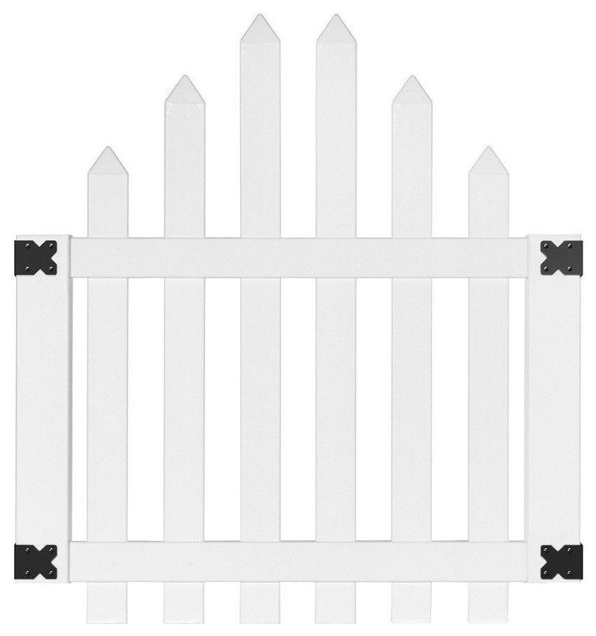 PicketLock Yorktown 3.5 ft. x 4 ft. White Vinyl Arched Spade Picket ...
