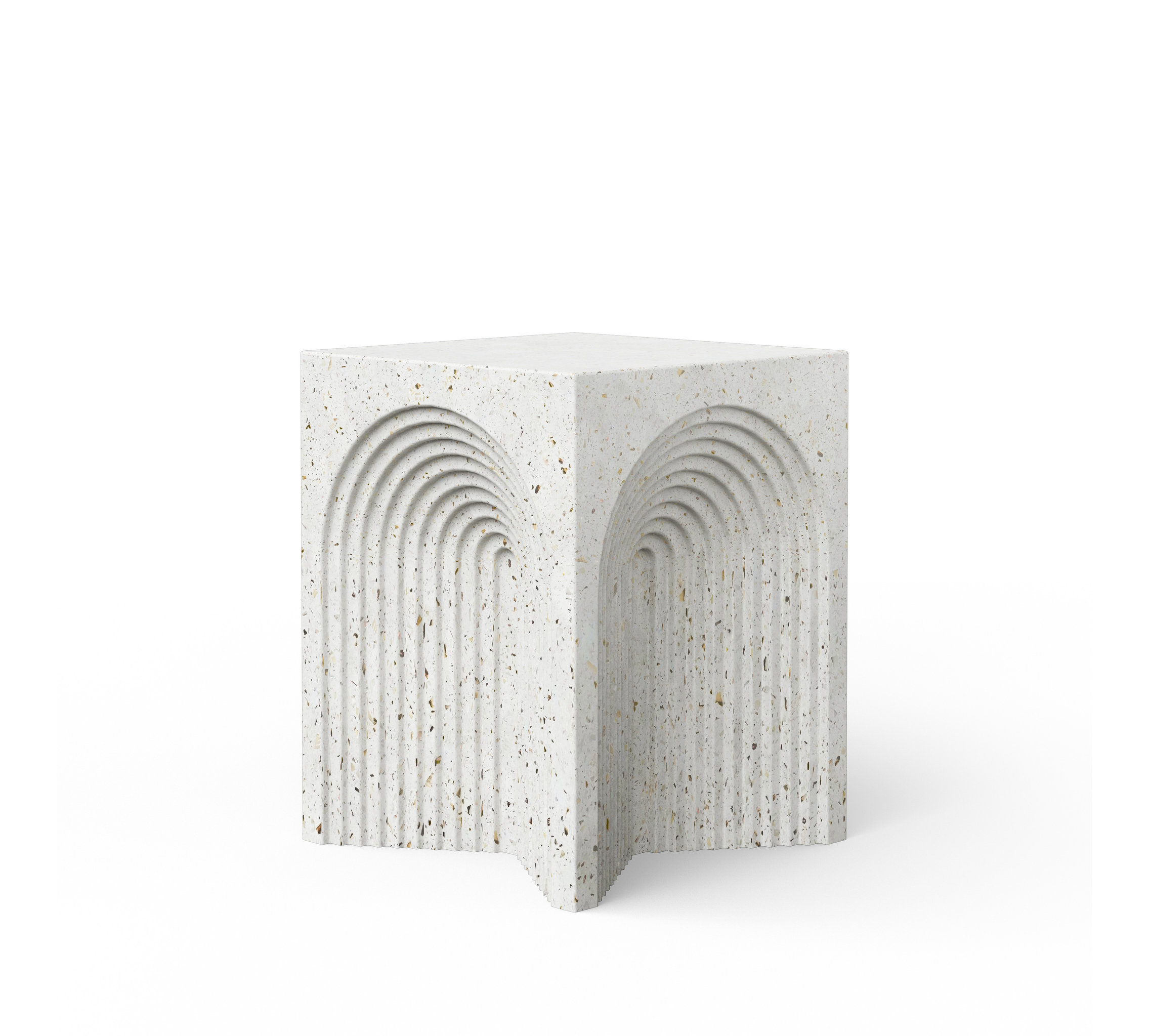 Orion Ivory Terrazzo Concrete Made Outdoor Stool - Contemporary ...