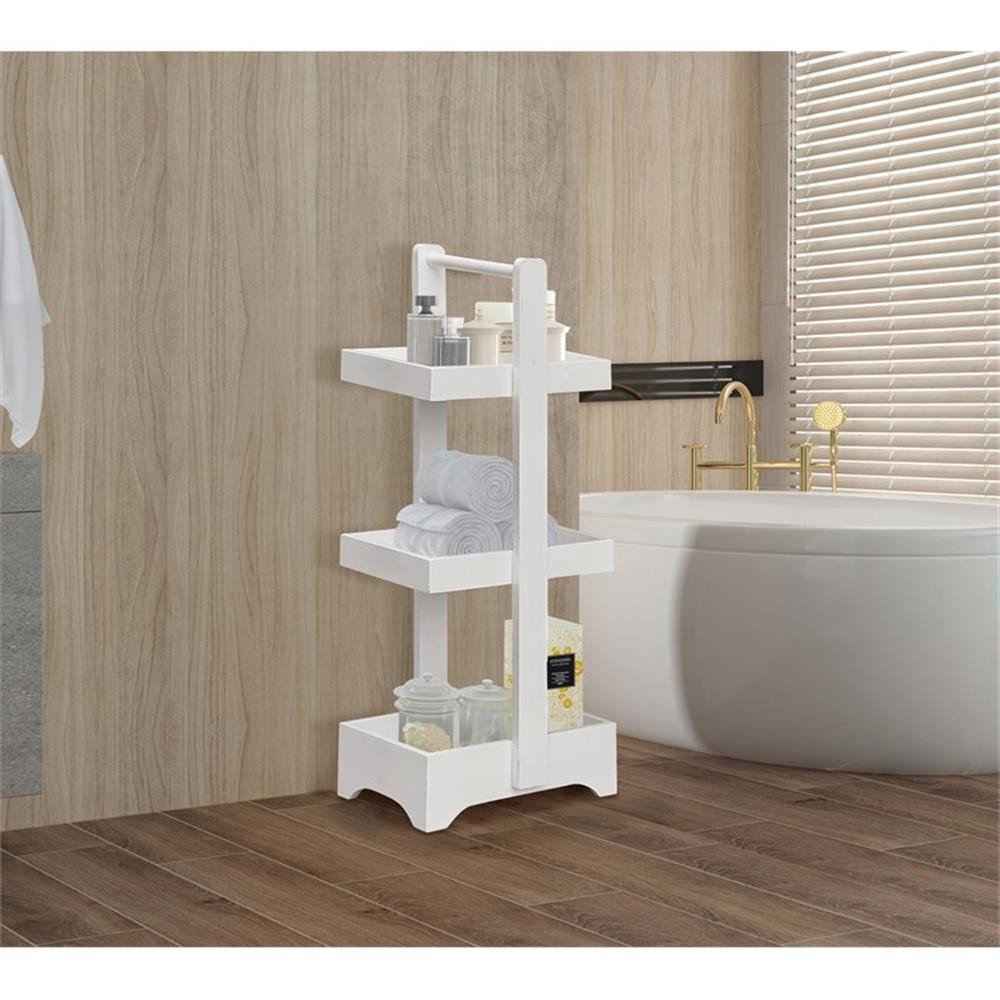 Gallerie Decor Natural Spa Transitional Bamboo Bathroom Caddy in White ...
