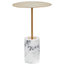 Symbol Side Table, Gold Metal Top, White Marble Base - Contemporary ...