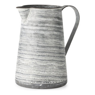 Gray and White Patterned Metal Jug - Farmhouse - Vases - by UStradeENT ...