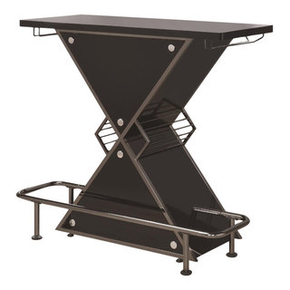X-Shaped Bar Unit, Black - Contemporary - Indoor Pub And Bistro Tables ...
