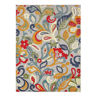3"x5" Multi Jacobean Floral Indoor Outdoor Area Rug - Contemporary ...
